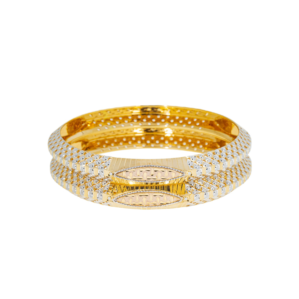 22K Multi Tone Gold Bangle Set of 2 54.7gm