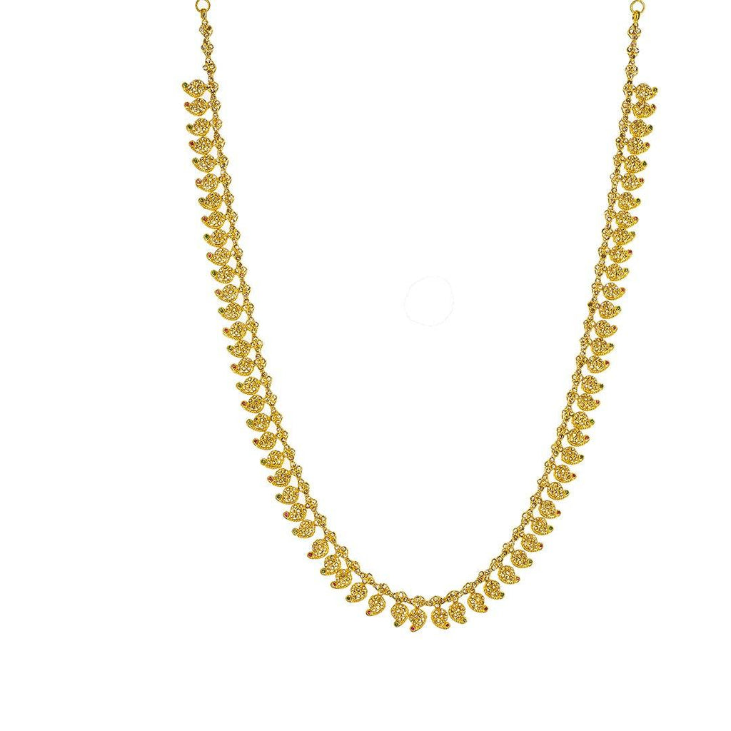 22K Yellow Gold Uncut Diamond Mango Necklace Set w 17.82ct Uncut Diamonds Emeralds Rubies