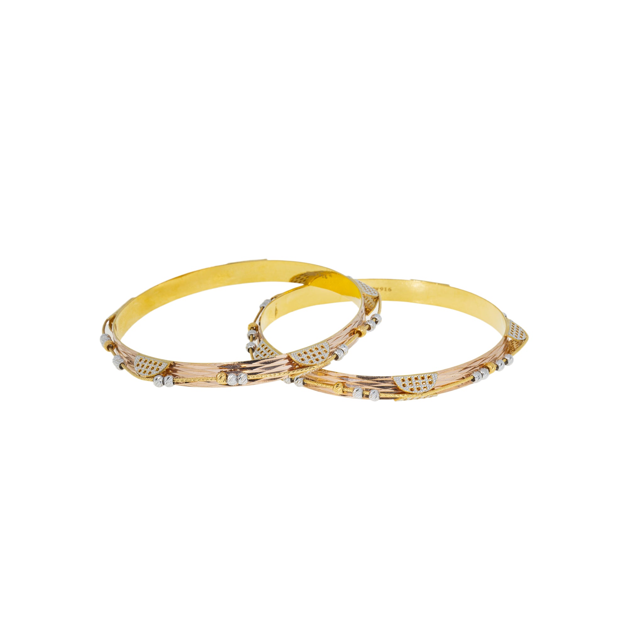 22K Multi-Tone Gold Bangle Set of 2 (42.2gm) – Virani Jewelers
