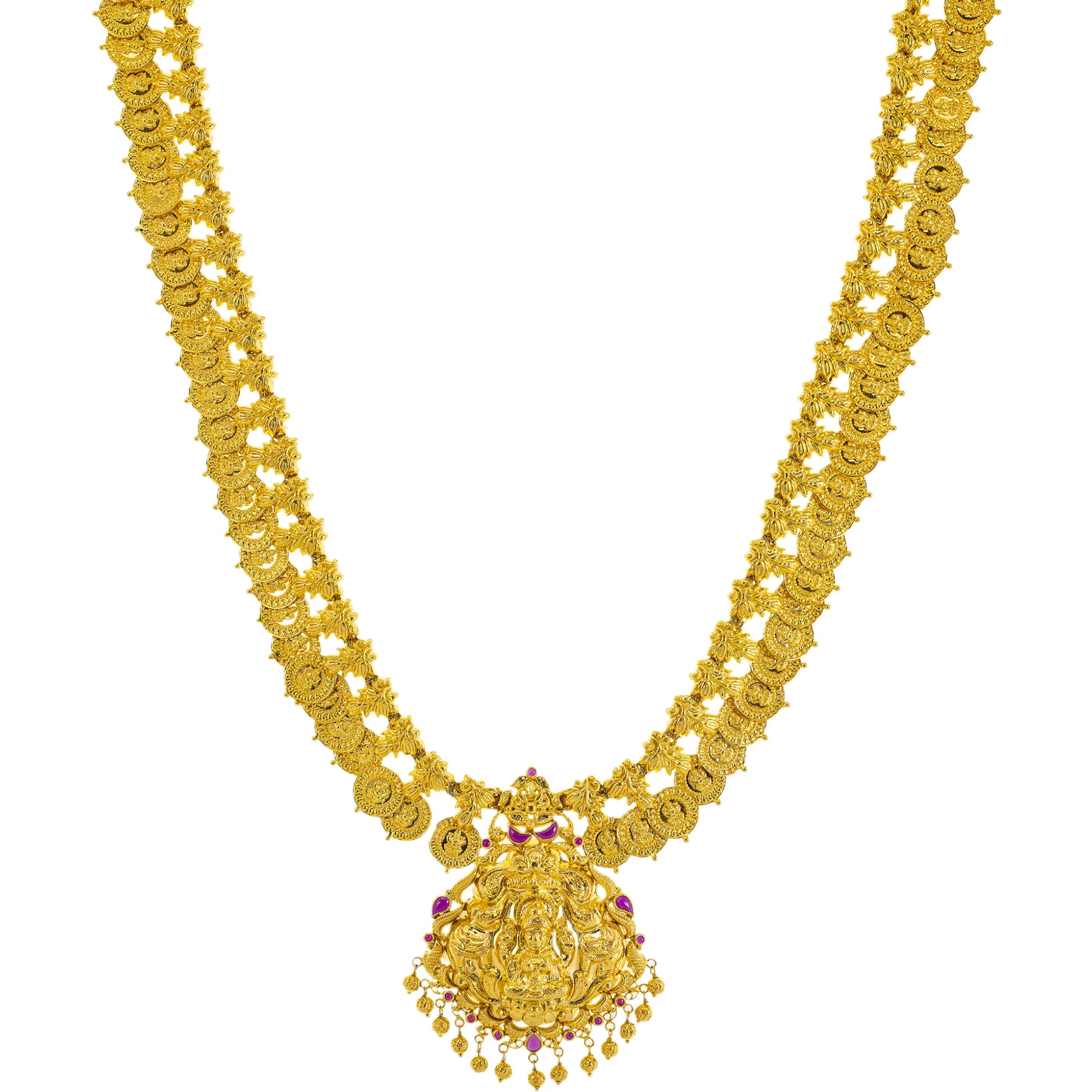 22K Yellow Gold & Ruby Temple Necklace (64.2gm) – Virani Jewelers