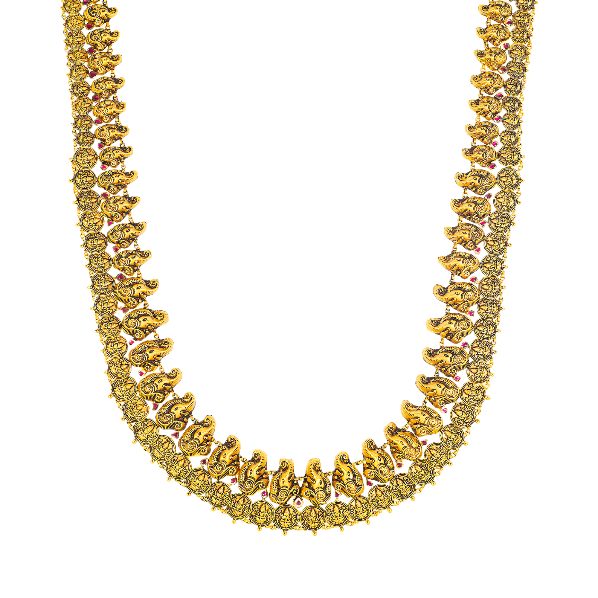 22K Antique Yellow Gold & Ruby Temple Necklace (62.4gm) – Virani Jewelers