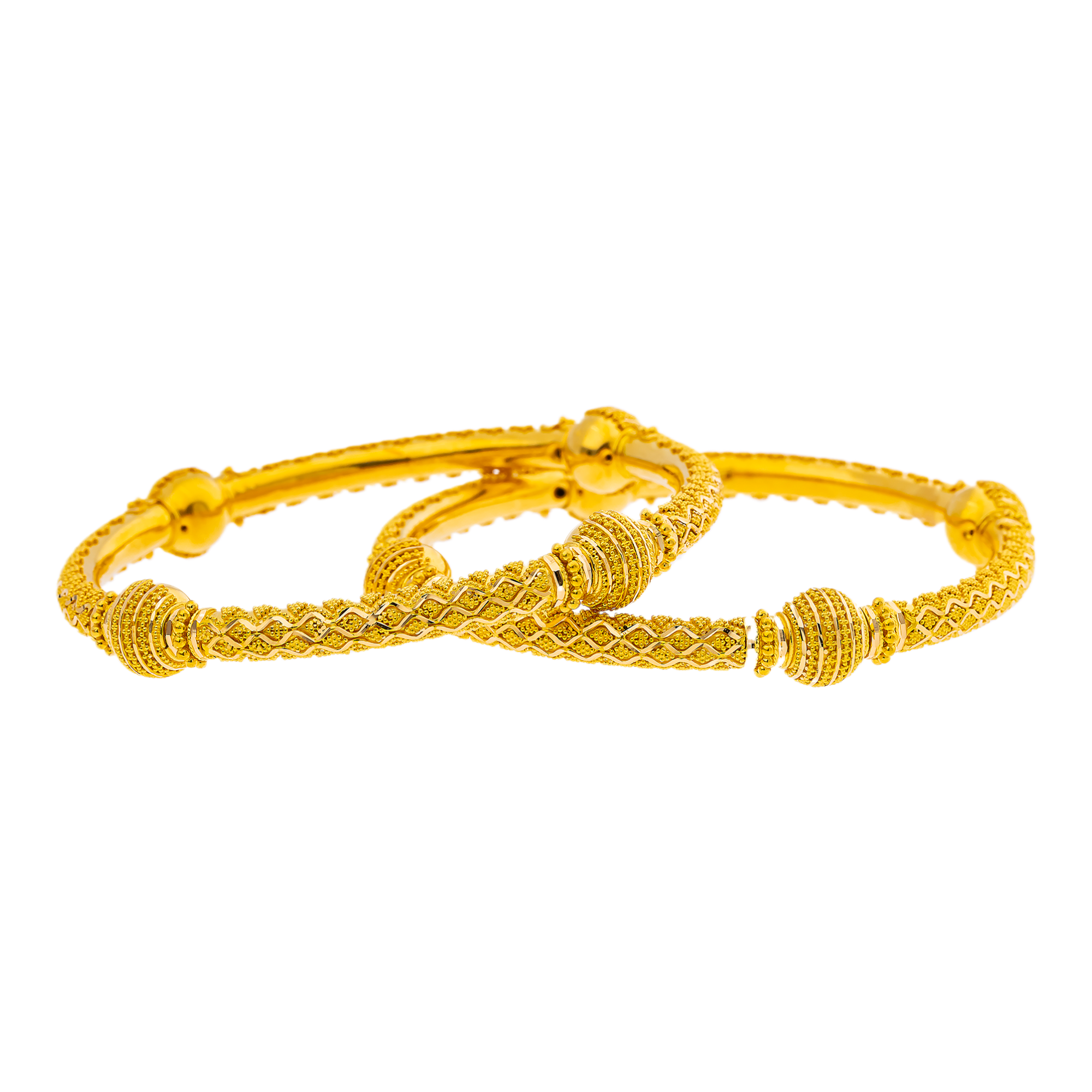 22K Yellow Gold Pipe Bangle Set of 2 (42.9gm) – Virani Jewelers