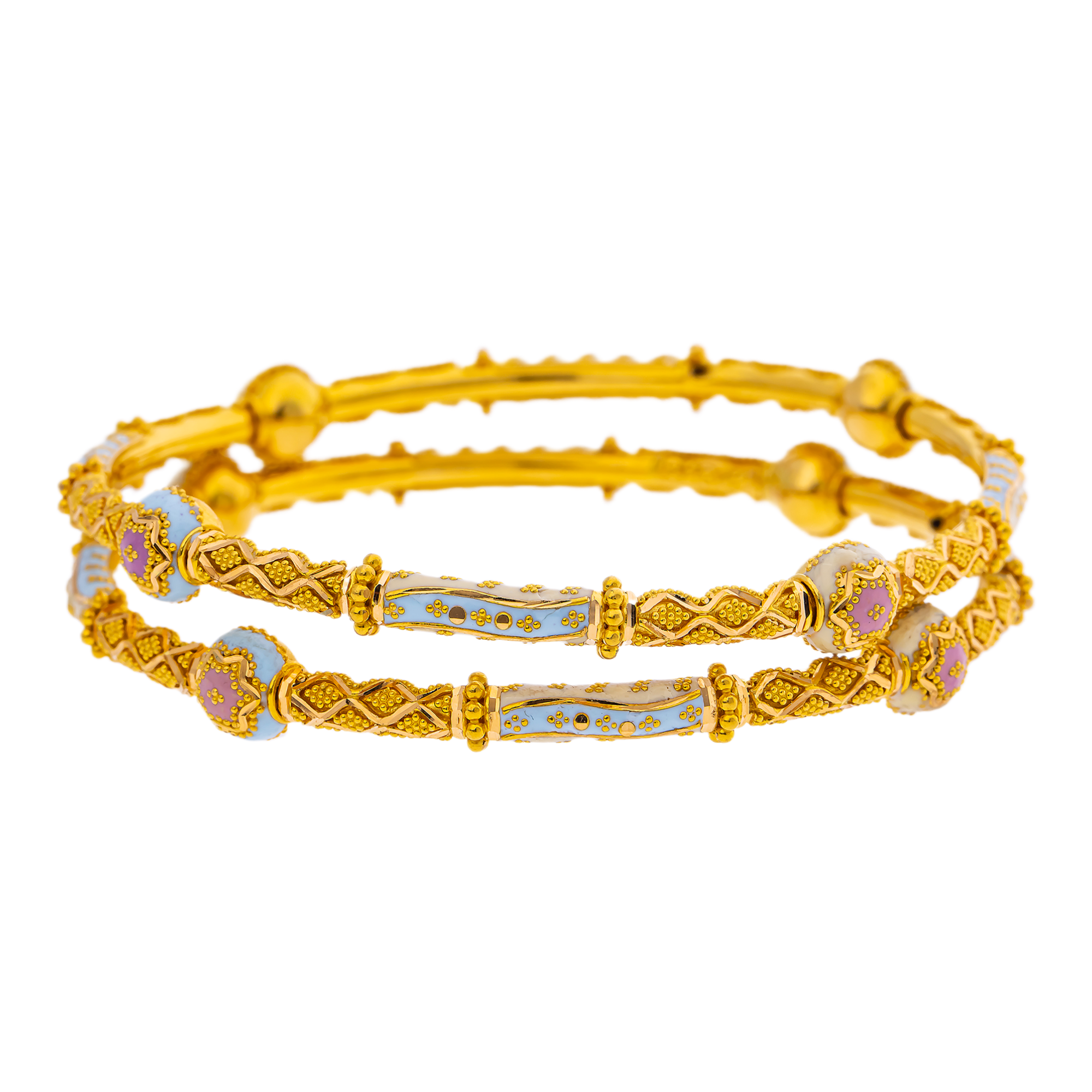 22K Yellow Gold Meenakari Bangle Set of 2 (24.2gm) – Virani Jewelers