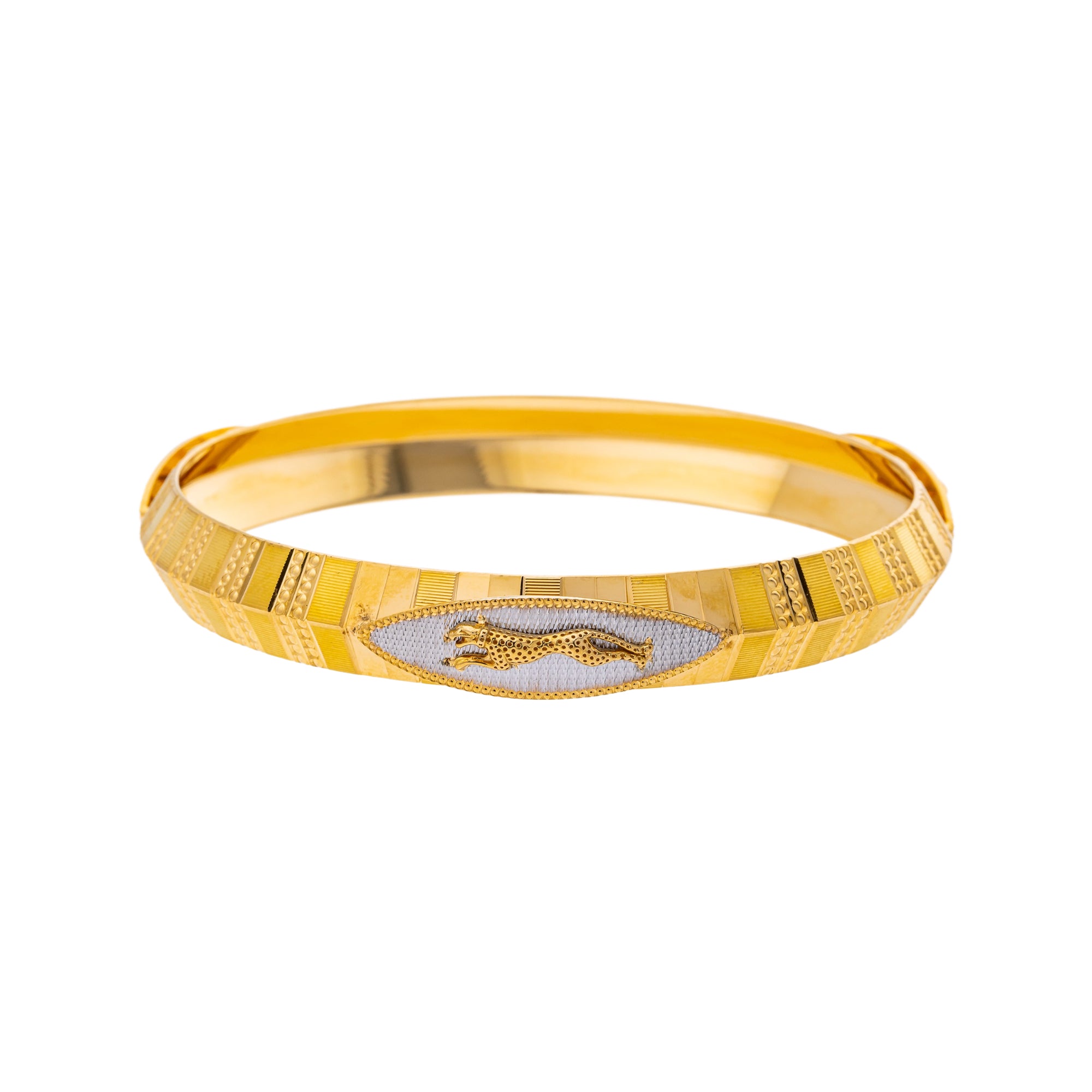 22K Yellow & White Gold Kada Bangle in Size 2.11 (38.4gm) – Virani Jewelers