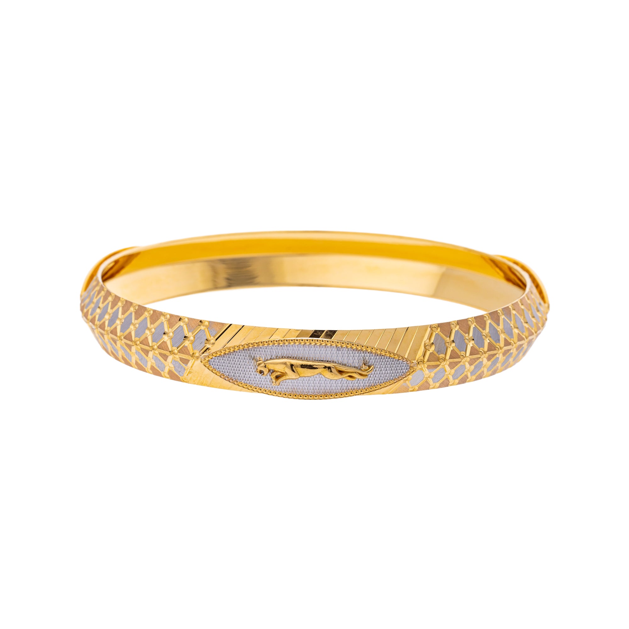 22K Yellow & White Gold Kada Bangle in Size 2.11 (37.2gm) – Virani Jewelers