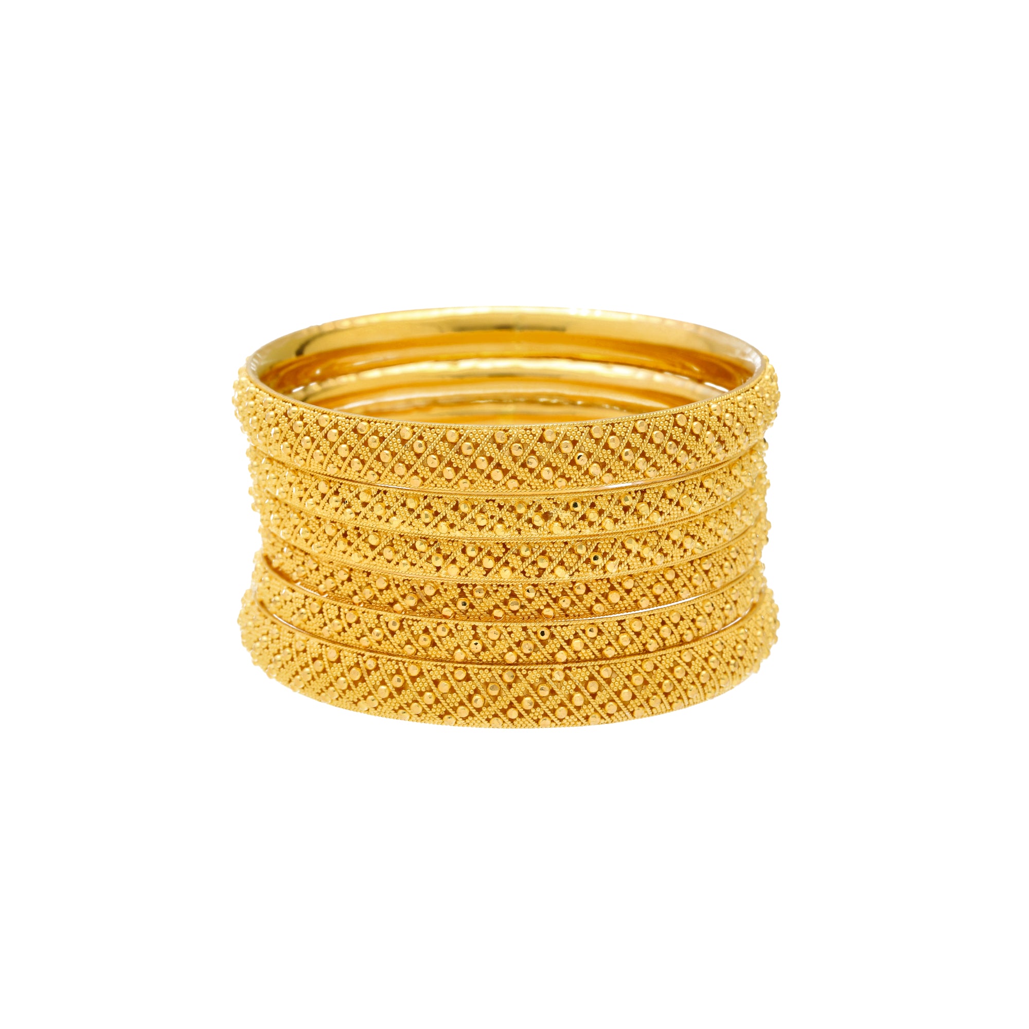 22K Yellow Gold Filigree Bangle Set of 6 (94.2gm) – Virani Jewelers