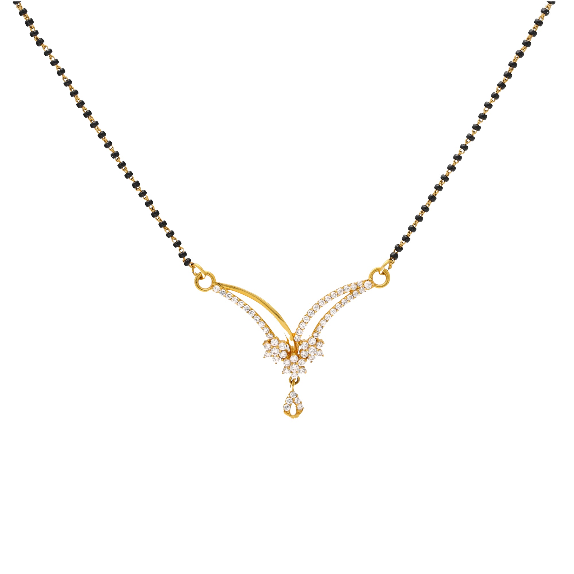 22K Yellow Gold & CZ Mangalsutra Chain - 20 Inch (6.2gm) – Virani Jewelers