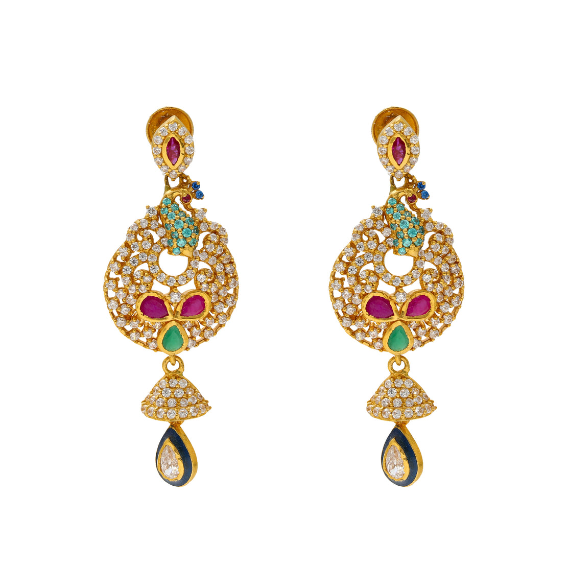 Ruby emerald gold earrings store