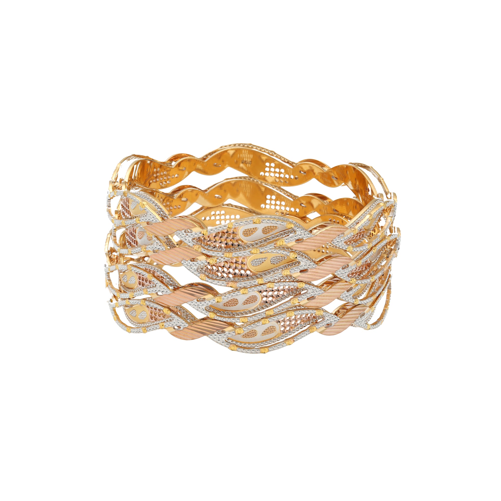 22K Rose & White Gold Bangle Set of 4 (131.2gm) – Virani Jewelers