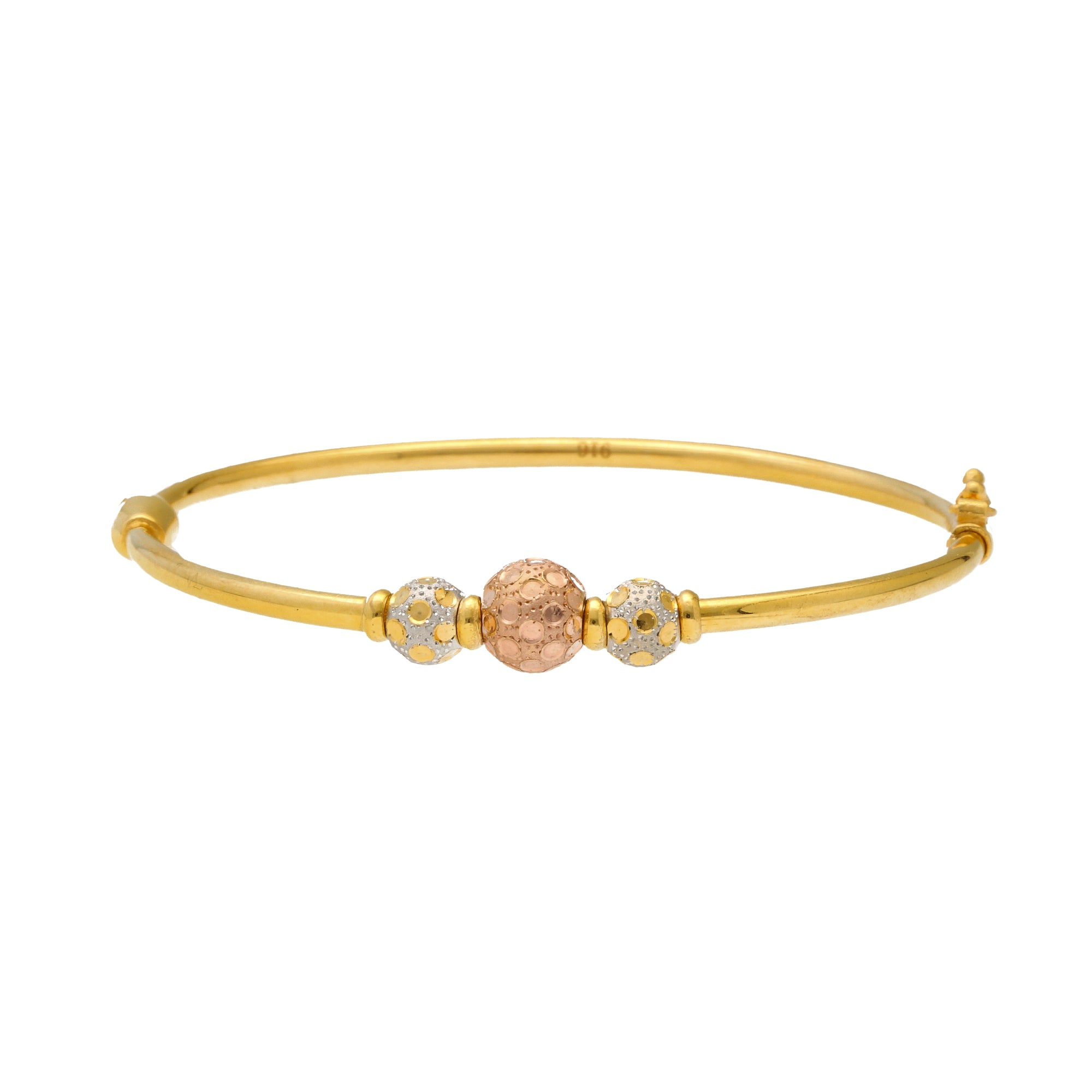 22K Multi-Tone Gold Ball Bead Bangle (10.6gm)