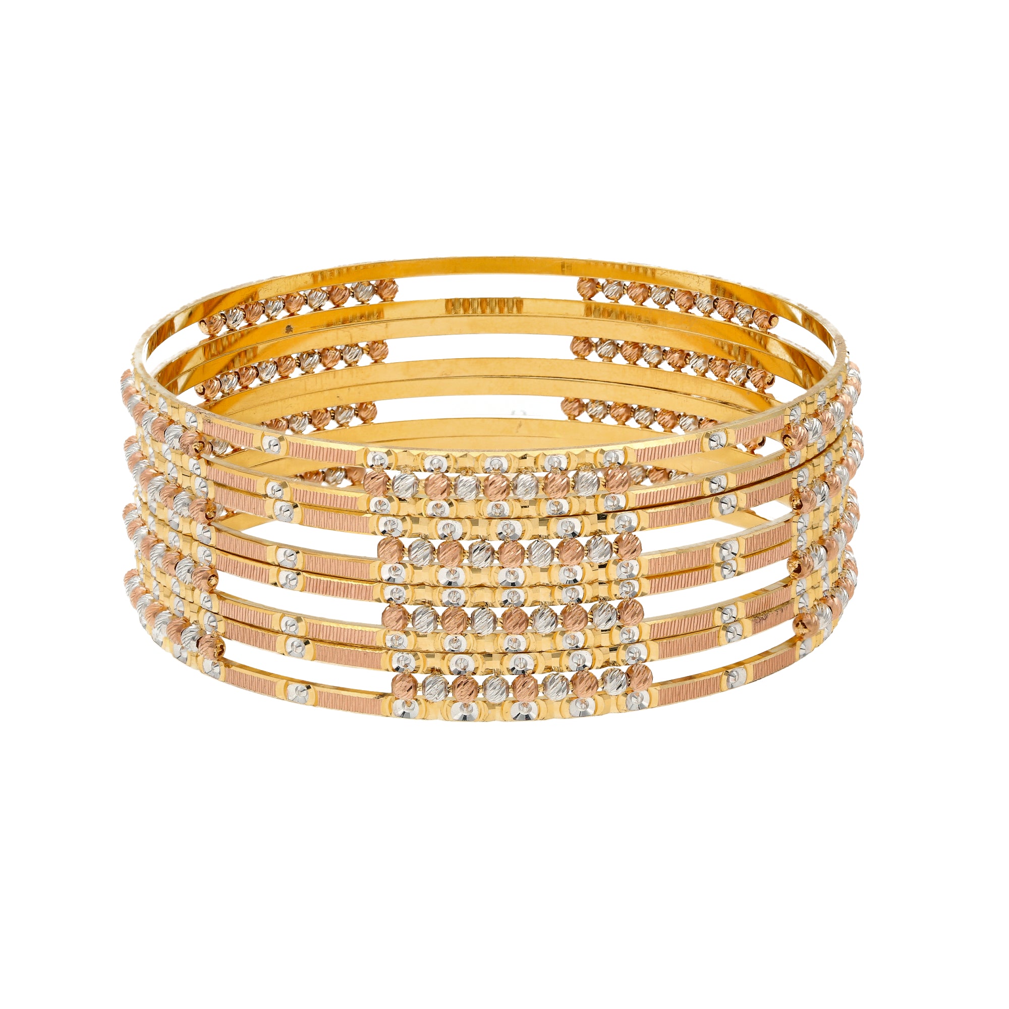 22K Multi Tone Gold Bangle Set of 4 79.6gm