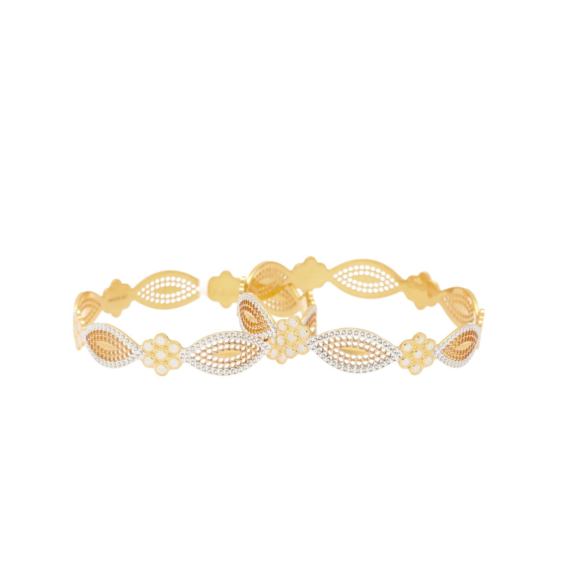 22K Yellow & White Gold Daisy Bangles 52.2 grams – Virani Jewelers