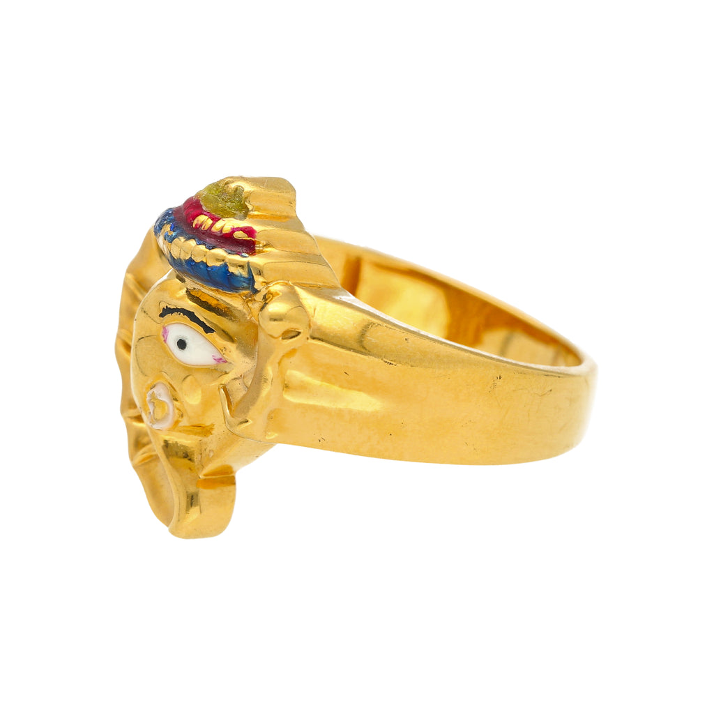 Gold Ganesh Ring | Gold Ring for Men with Colorful Ganesh