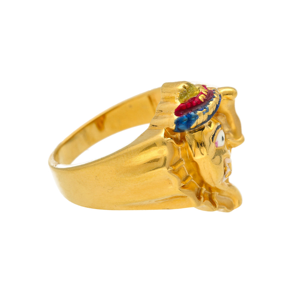 Gold Ganesh Ring | Gold Ring for Men with Colorful Ganesh