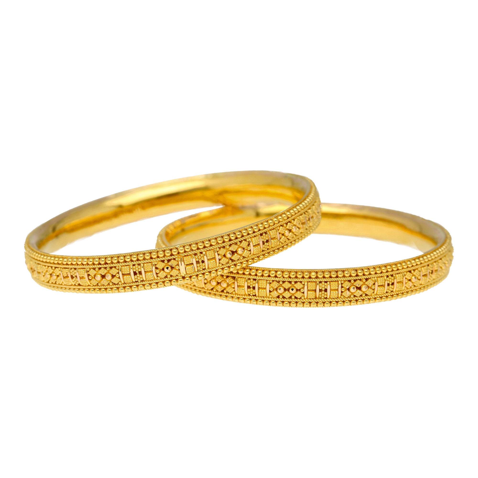 22K Yellow Gold Artisan Bangle Set of 6 91.4 grams