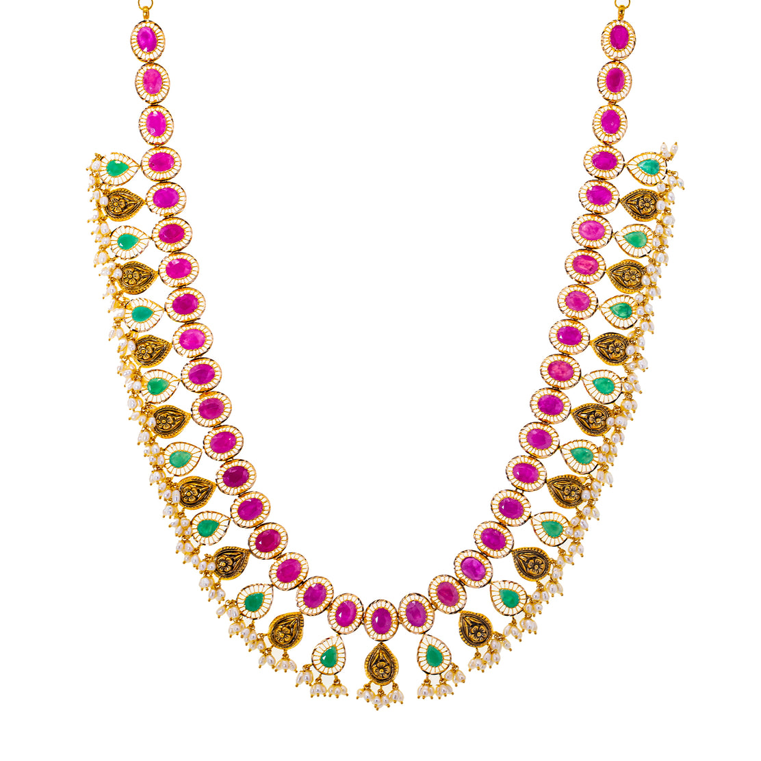 Pearl long chain designs in gold with price store