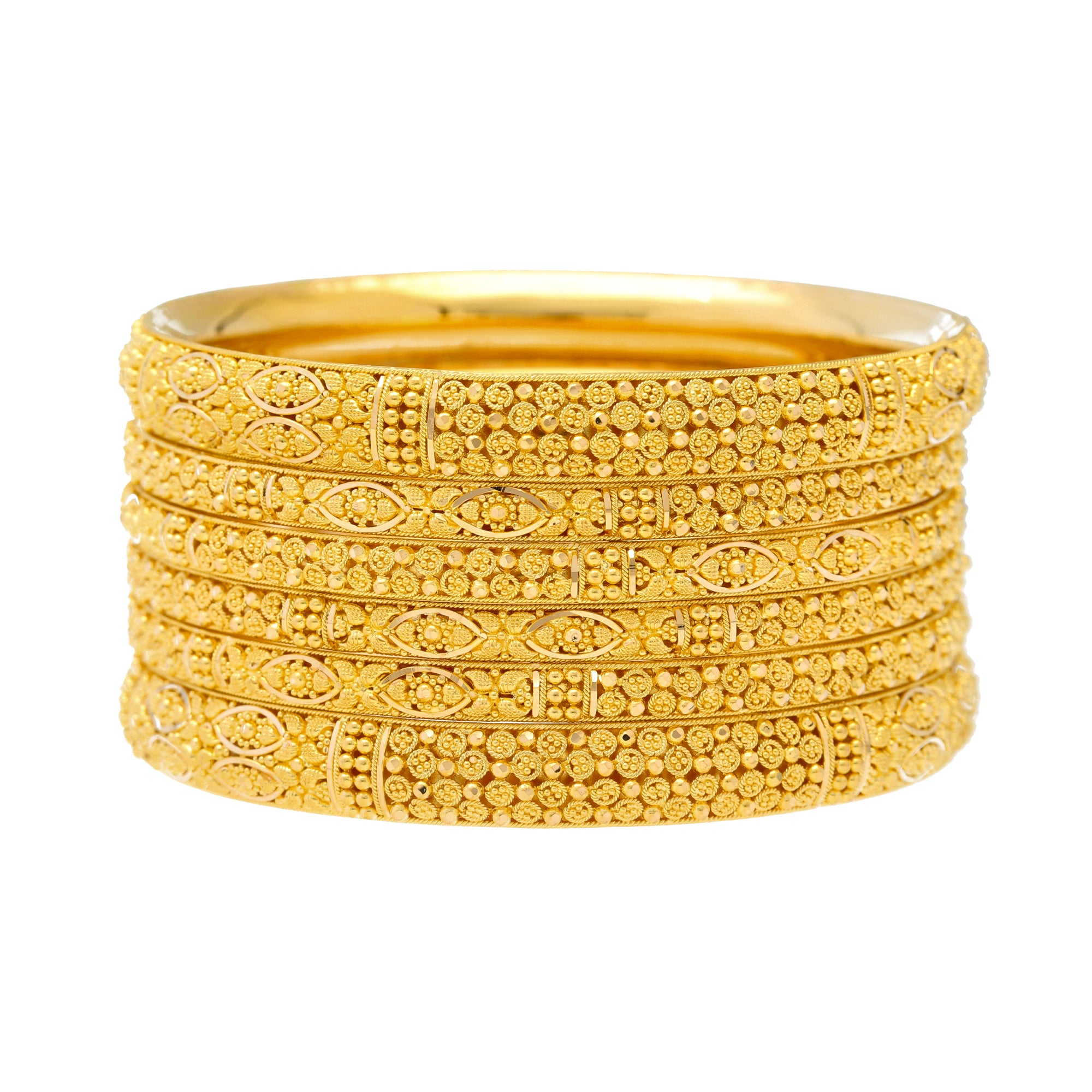 22K Yellow Gold Filigree Bangle Set of 6 (91.2gm) – Virani Jewelers