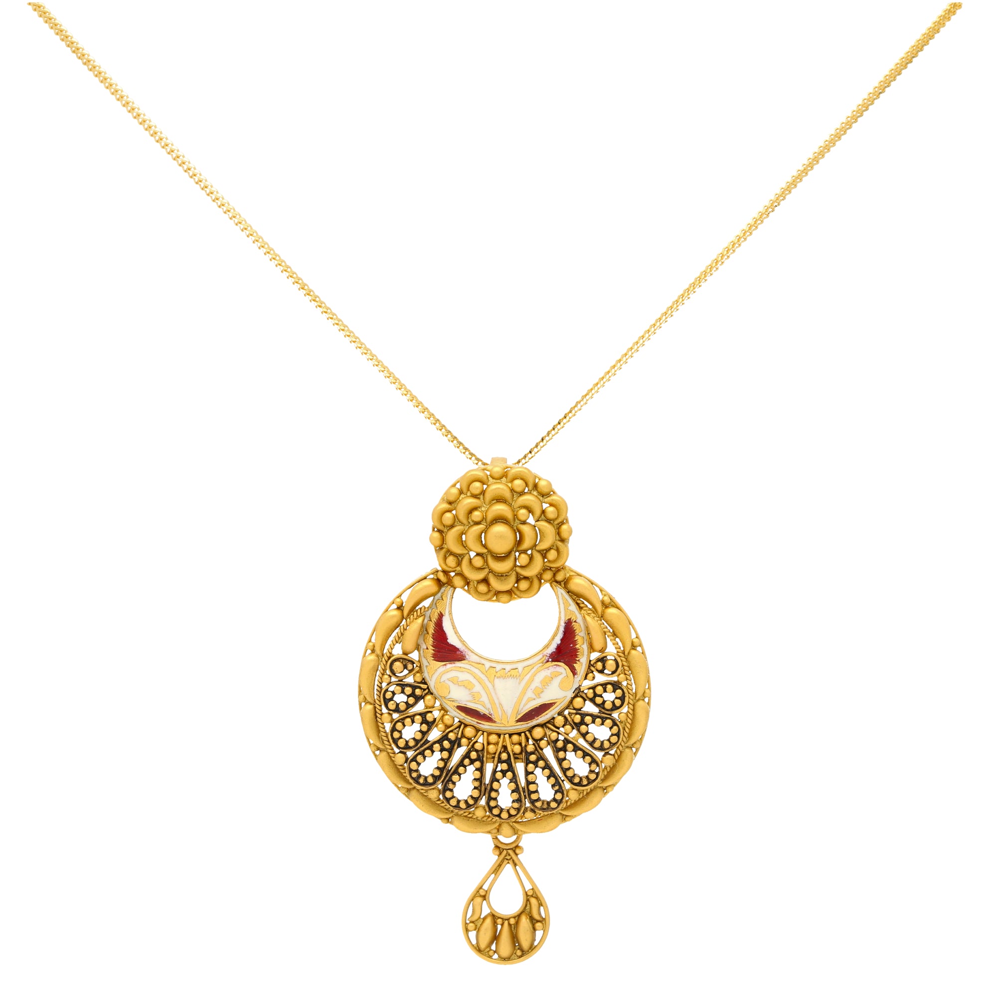 Virani Jewelers Gaurika Pendant Set in 22K Yellow Gold 29.6gm