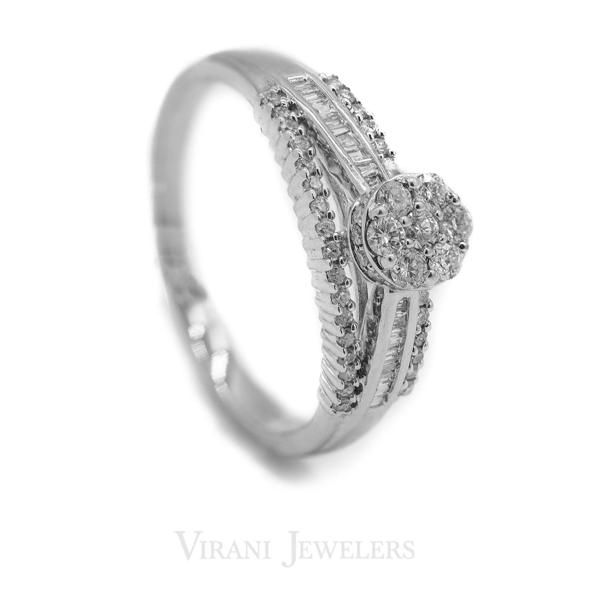 0.49CT Clustered Halo Diamond Ring Set in 14K White Gold – Virani Jewelers