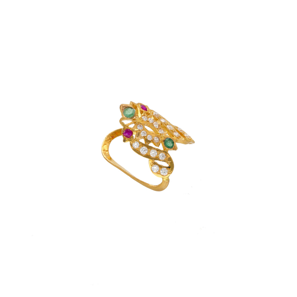 22K Yellow Gold, CZ, Ruby & Emerald Ring (3.4gm) – Virani Jewelers