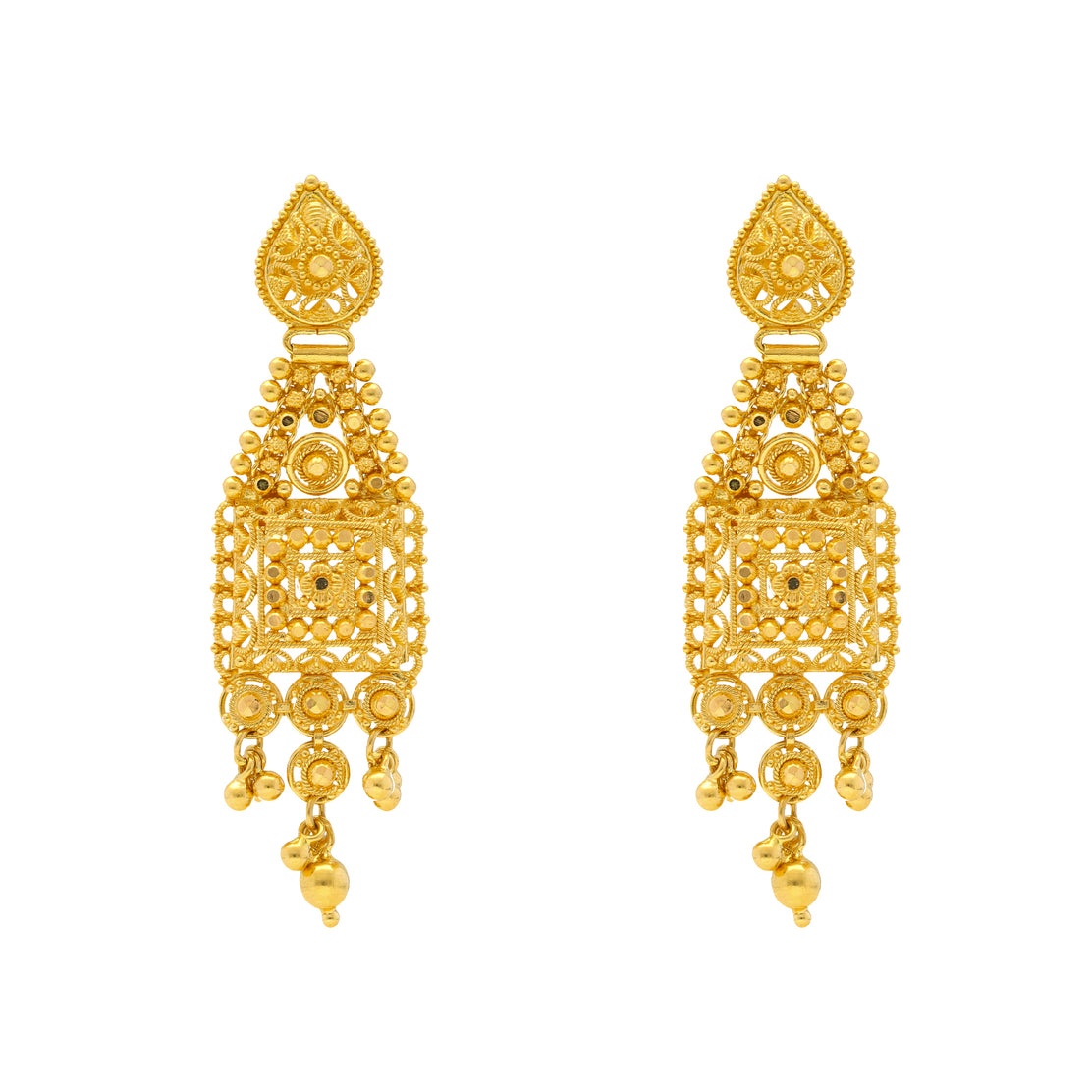 Virani Jewelers 22K Yellow Gold Beaded Filigree Earrings 13.5gm