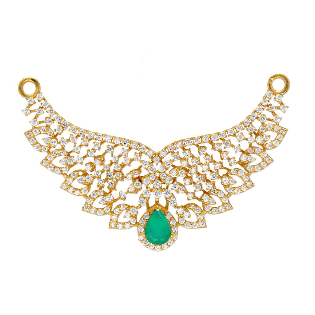 Elegant 22K Gold Emerald CZ Pendant | Virani Jewelers