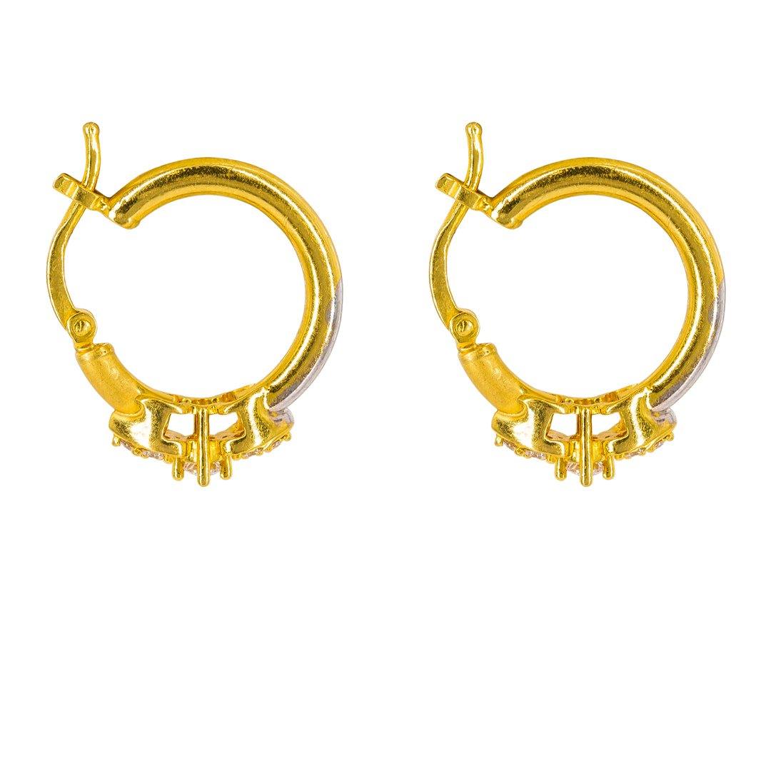22K Multi Tone Gold Hoop Earrings W/ Prong Set Cubic Zirconia – Virani ...